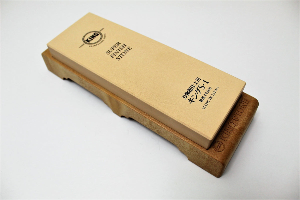 King Super Finish Japanese Toishi Sharpening Stone with Base- Grit #6000 - S-1 - Hasu-Seizo, LLC